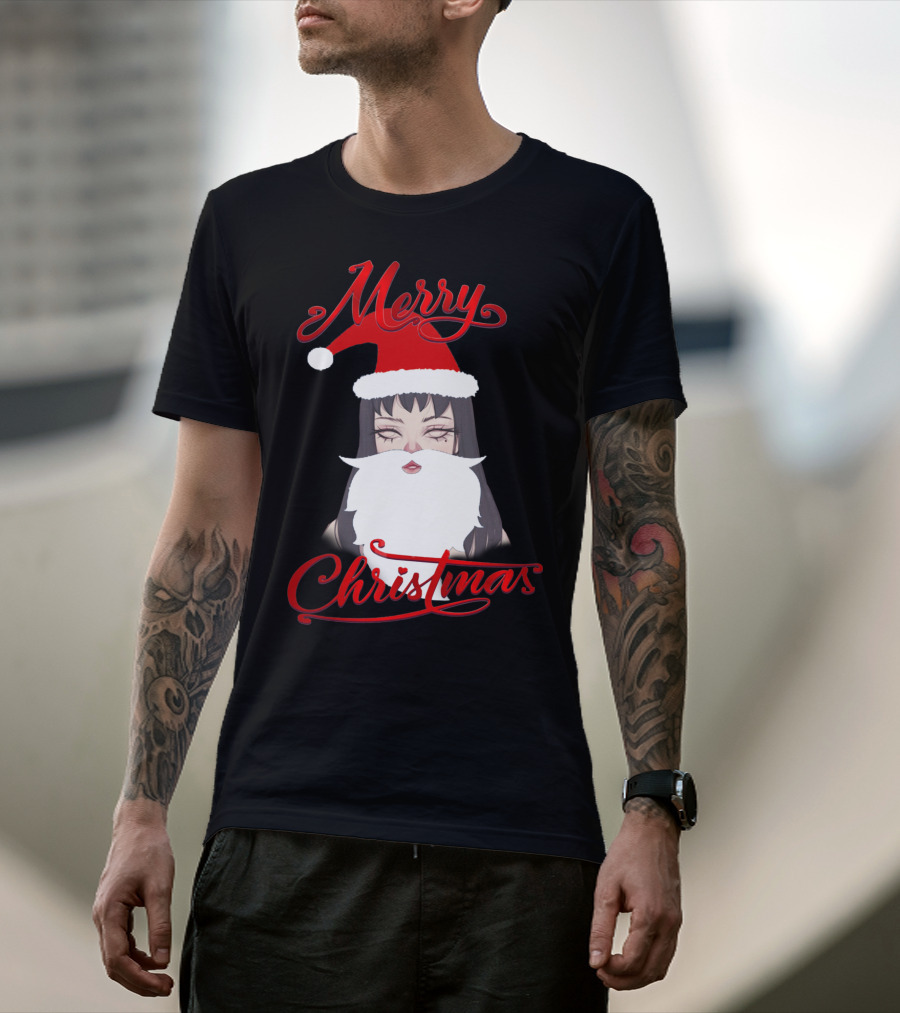 Merry Christmas Uzumaki Kirie Goshima Manga Santa Hat And Beard T-Shirt