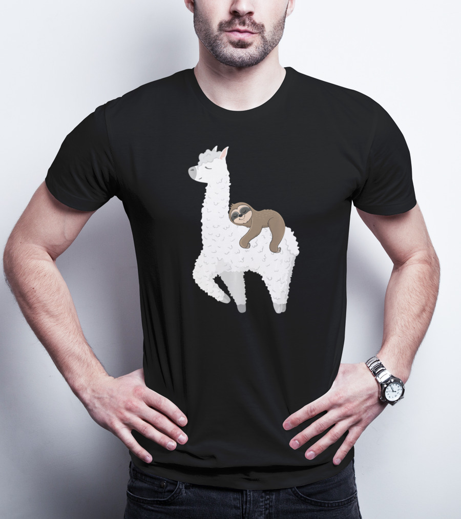 Sloth Best Friends Riding Llama Alpaca T-Shirt
