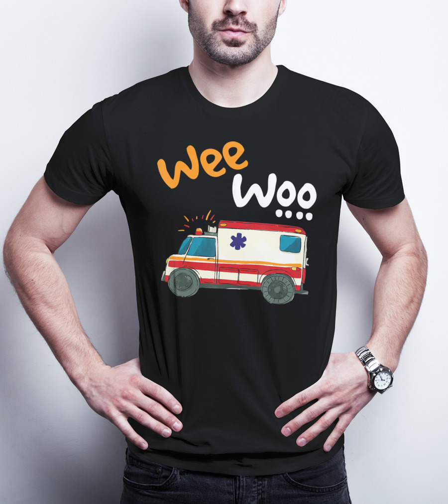 Wee Woo EMT Paramedic Ambulance Cartoon Emergency Vehicle T-Shirt