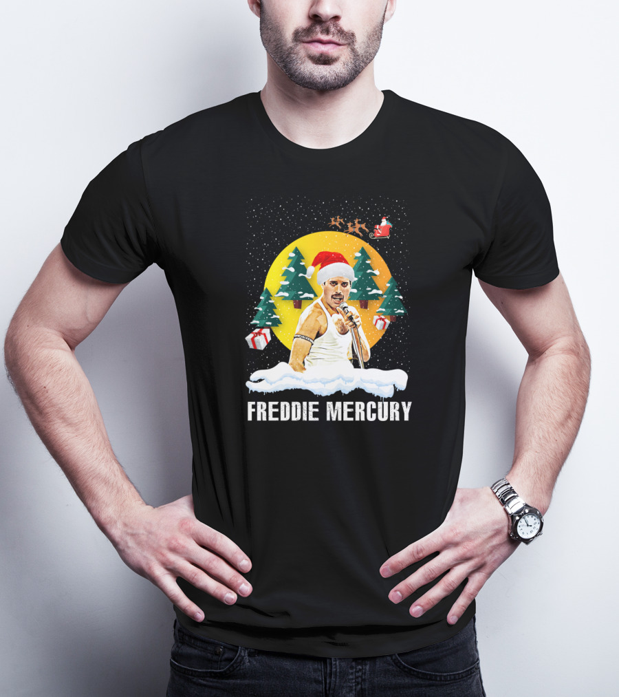 Freddie Mercurys Love Christmas Santa Hat Trees Gifts T-Shirt