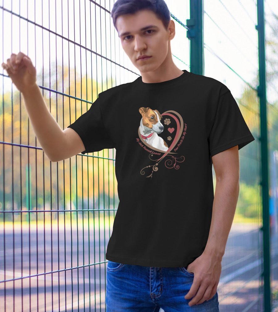 My Jack Russell Leaves Paw Prints On My Heart T-Shirt