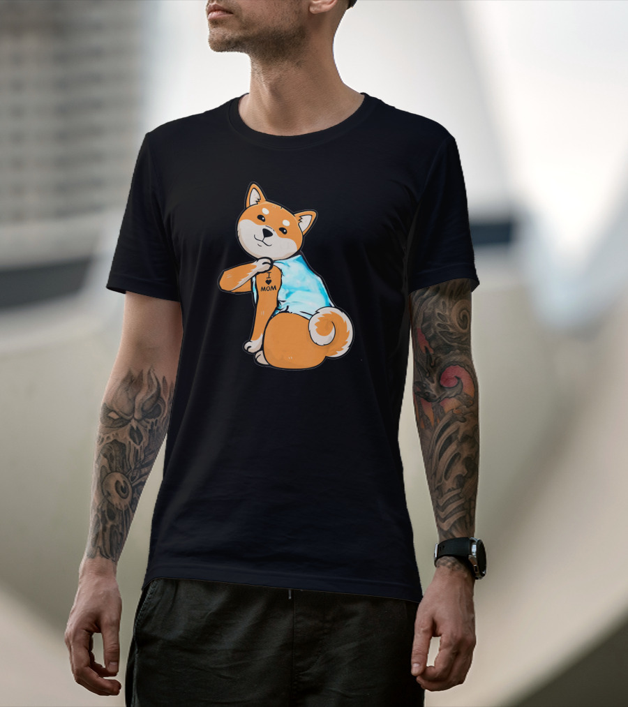 Shiba Tattoos I Love Mom T-Shirt