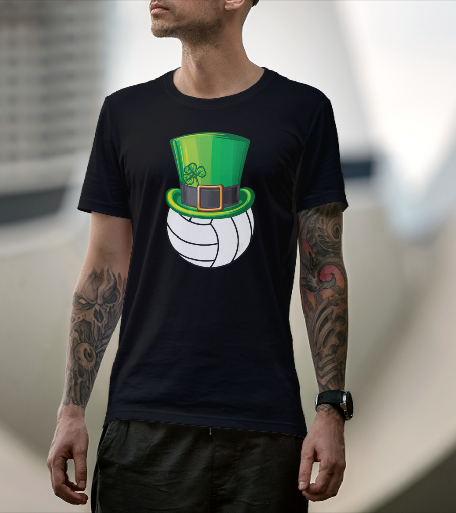Volleyball Patrick's Day Clover Hat Volley Player T-Shirt
