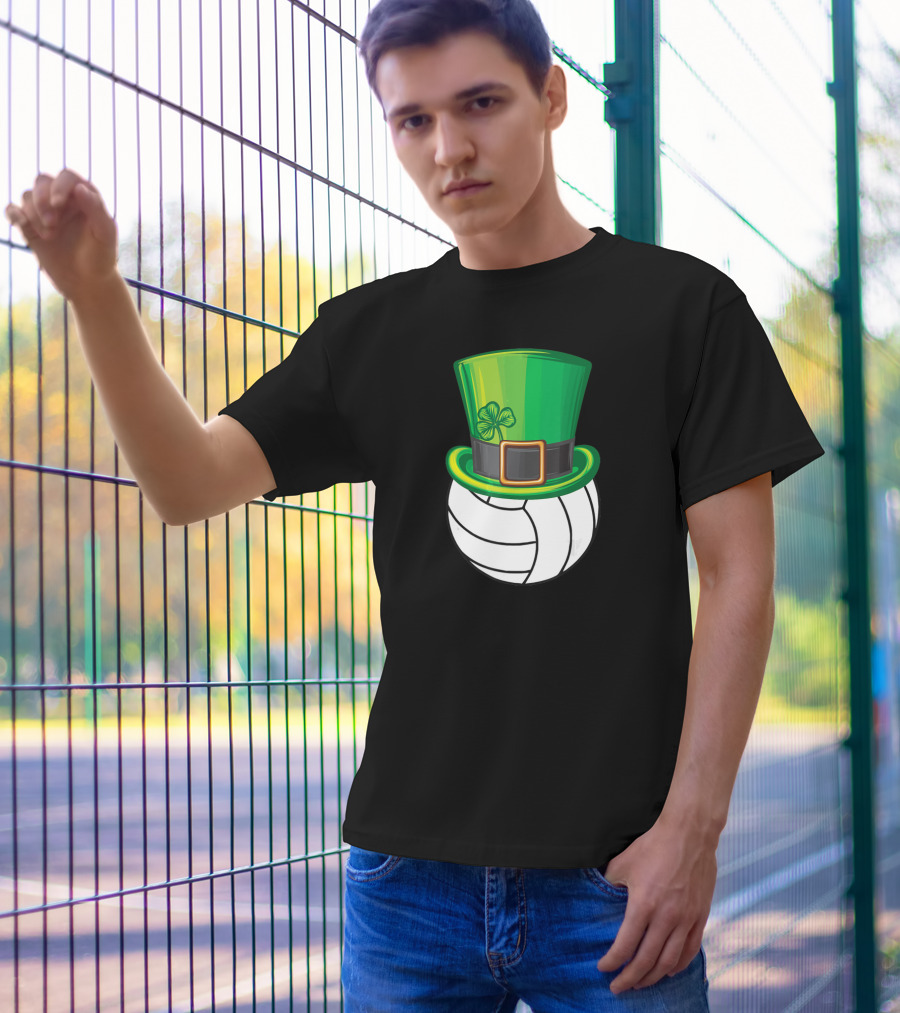Volleyball Patrick's Day Clover Hat Volley Player T-Shirt