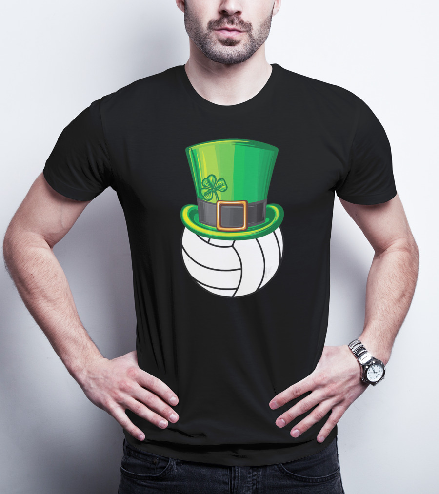 Volleyball Patrick's Day Clover Hat Volley Player T-Shirt