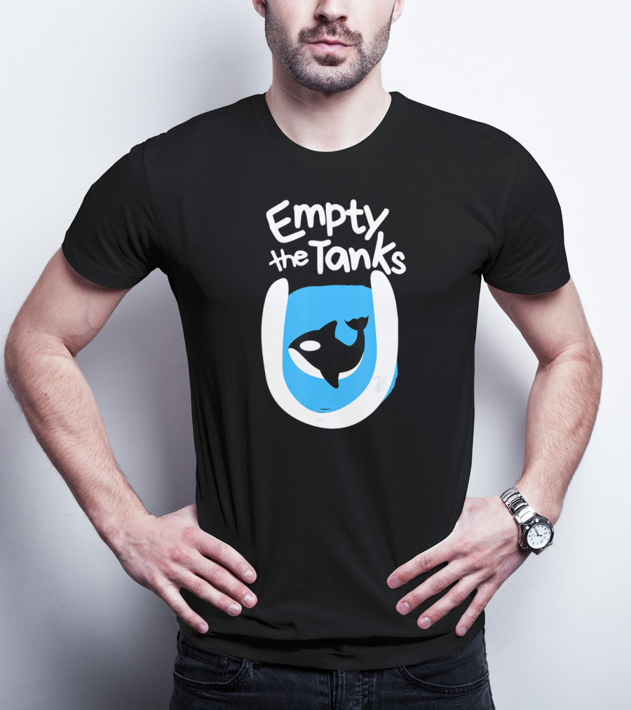 Empty The Tanks Killer Whale Orca Inside Blue Tank Image T-Shirt