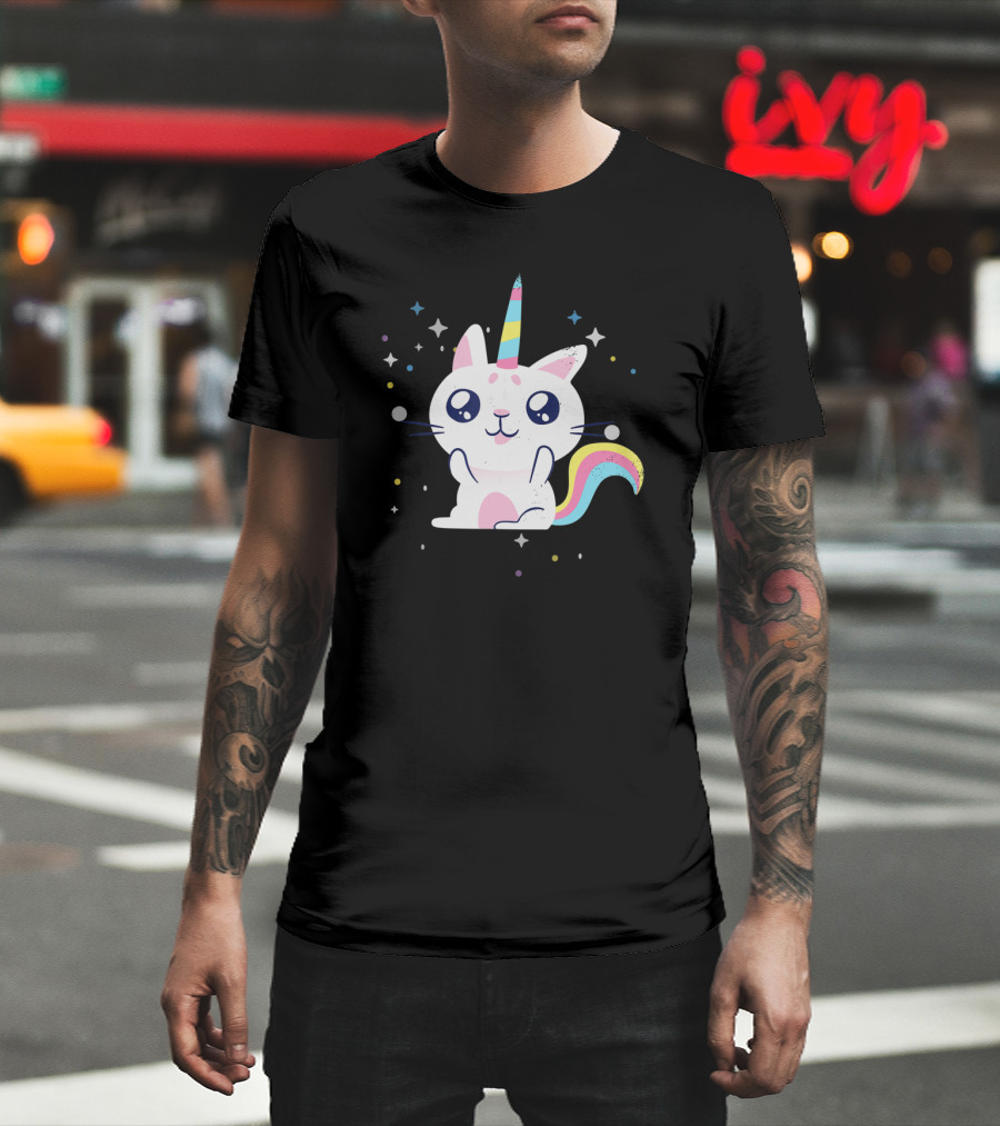 Caticorn Lover Rainbow Unicorn Cat T-Shirt