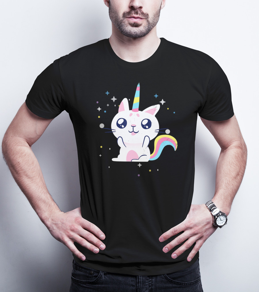 Caticorn Lover Rainbow Unicorn Cat T-Shirt