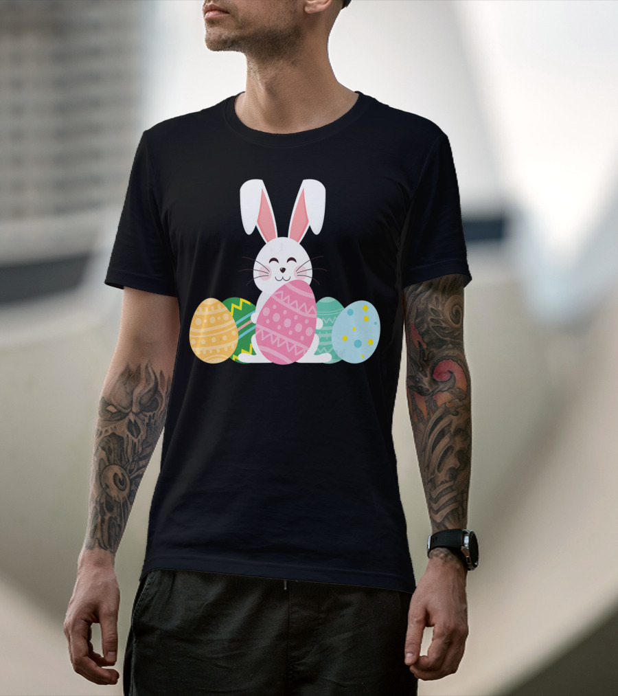 Cute Easter Bunny Egg Hunt Festive Colorful Eggs T-Shirt