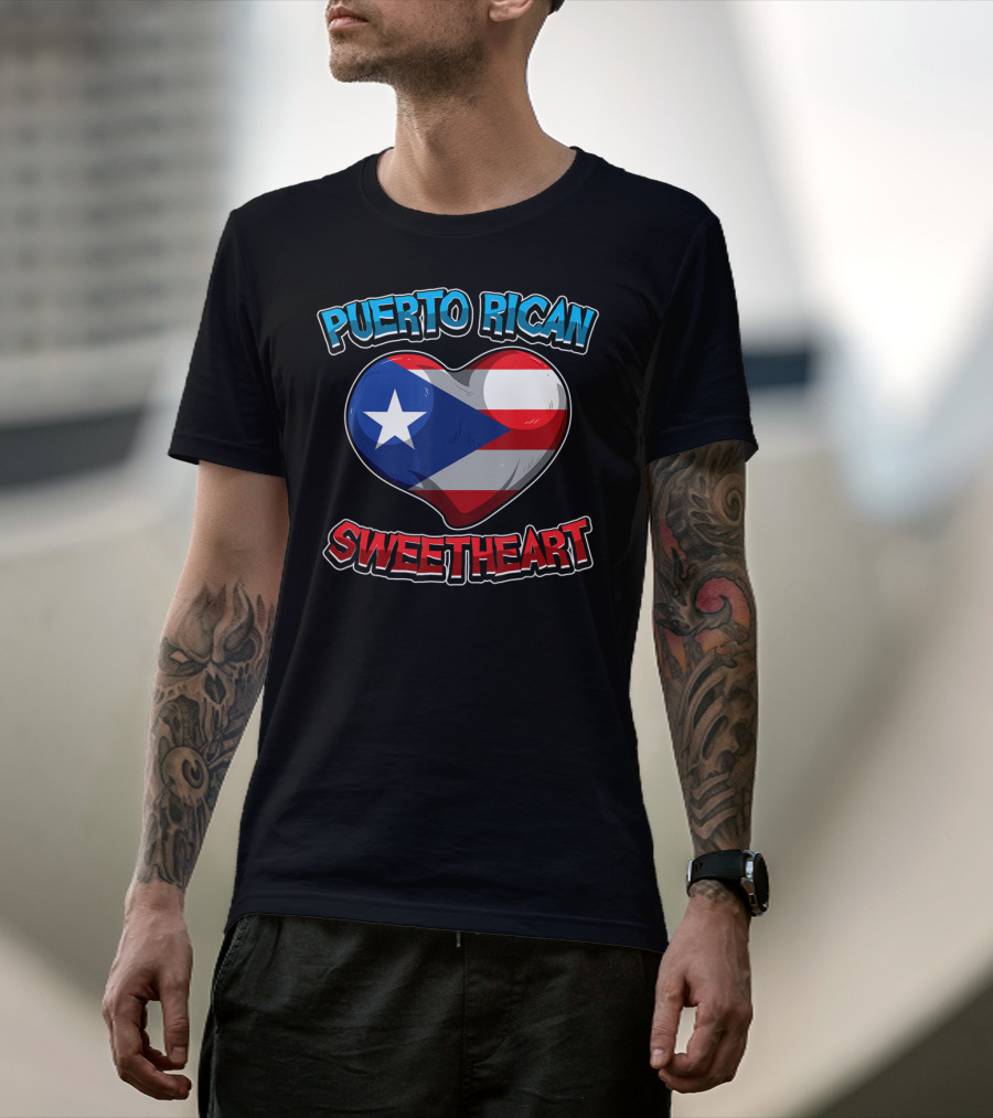 Puerto Rican Sweetheart Heart-Shaped Flag T-Shirt