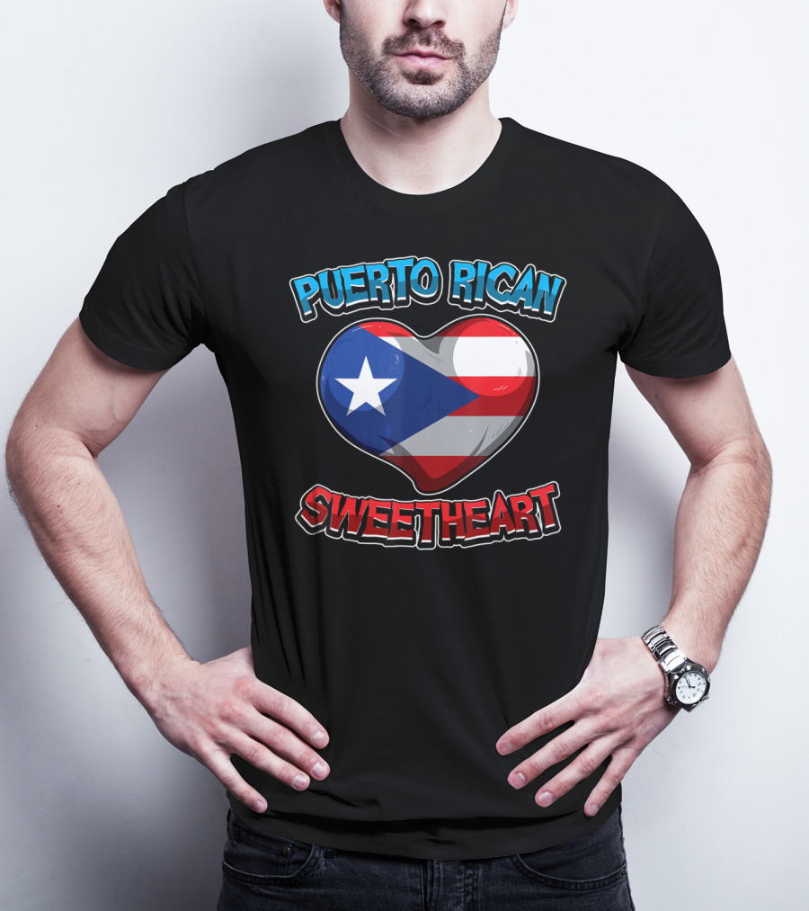 Puerto Rican Sweetheart Heart-Shaped Flag T-Shirt