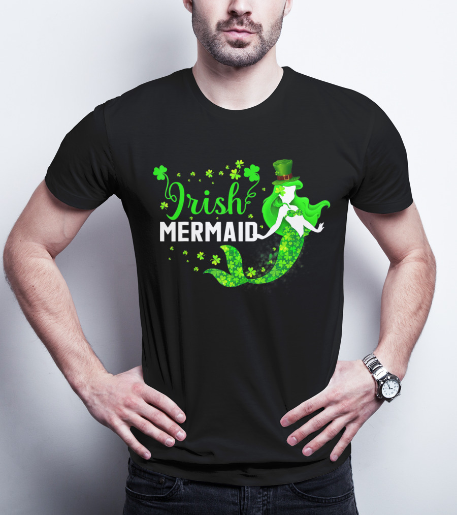 Irish Mermaid St Patrick Day Clover Hat T-Shirt