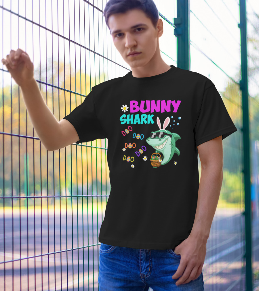 Bunny Shark Doo Easter Toddler Bunny Shark Sunglasses Basket T-Shirt