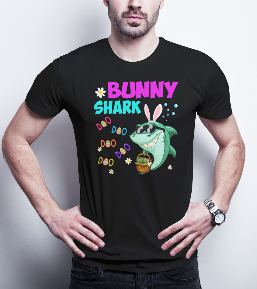 Bunny Shark Doo Easter Toddler Bunny Shark Sunglasses Basket T-Shirt