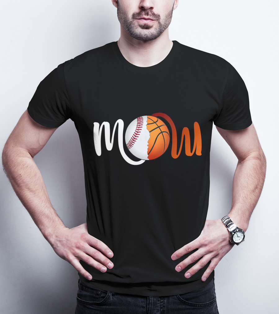 Mom Baseball Basketball Fusion T-Shirt