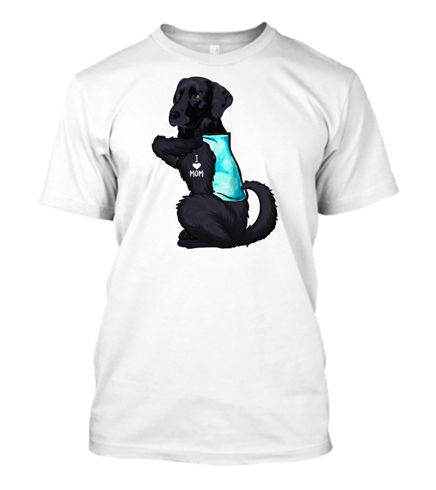 Black Labrador Dog With I Love Mom Heart Tattoo T-Shirt