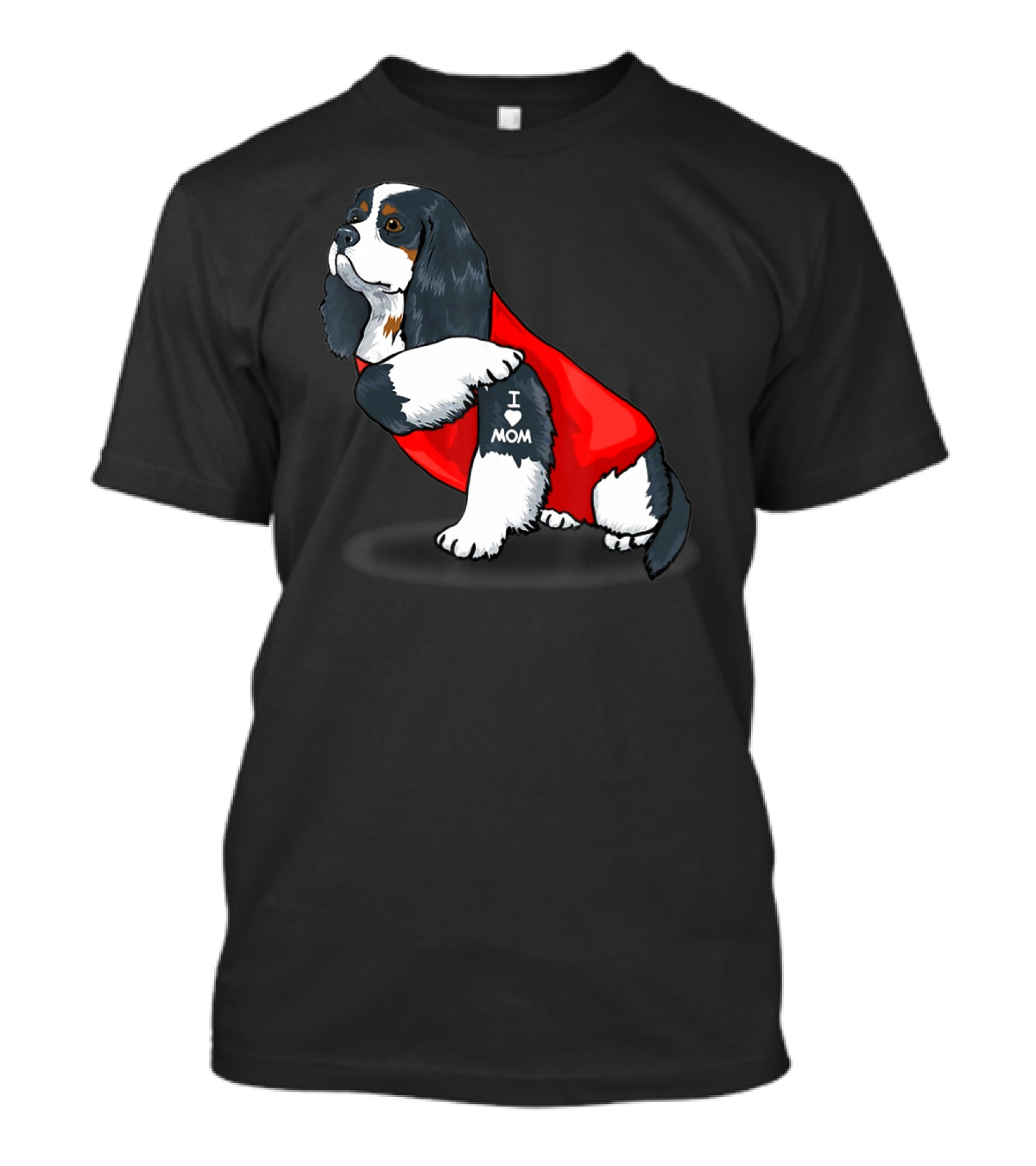 Cavalier King Charles Spaniel I Love Mom Dog With Red T-Shirt