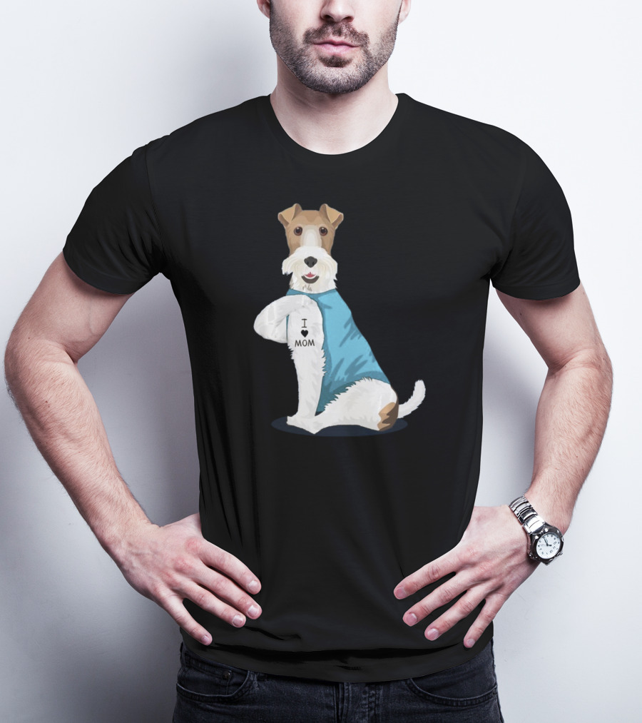 Fox Terrier I Love Mom Tattoo T-Shirt