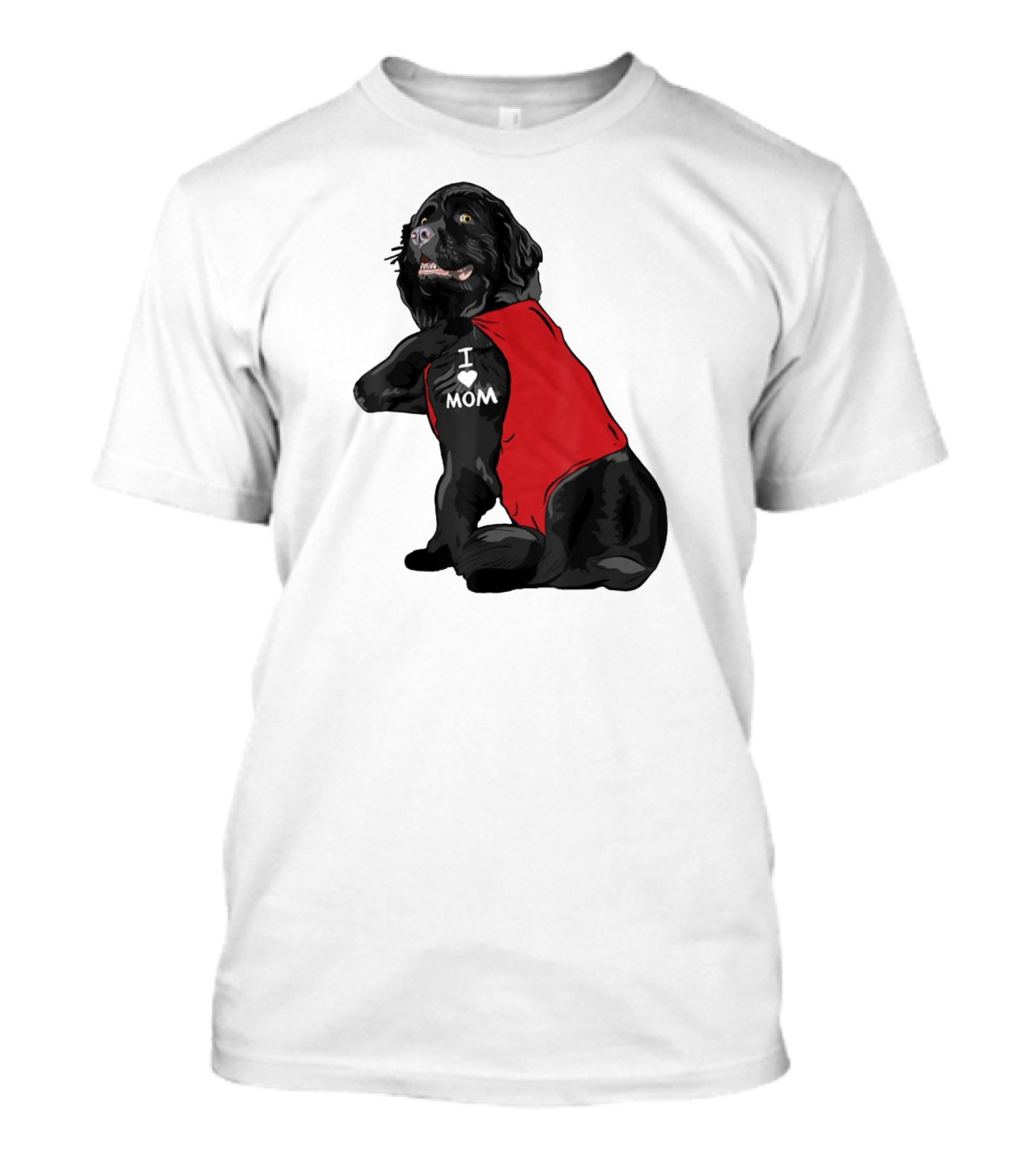 Newfoundland Dog I Love Mom Red Vest Tattoo T-Shirt