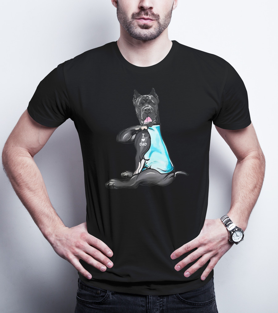 Cane Corso I Love Dad Shirt Black Dog Blue T-Shirt