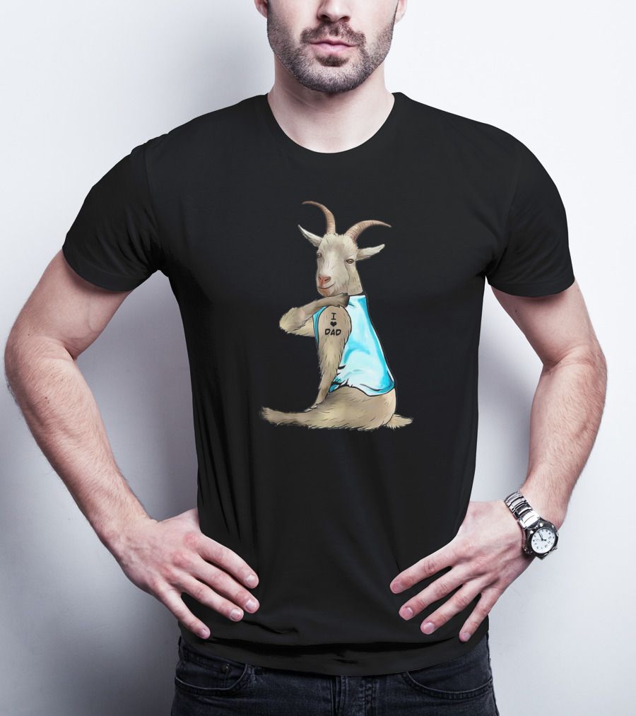 Goat Tattoos I Love Dad Blue Tank Top T-Shirt
