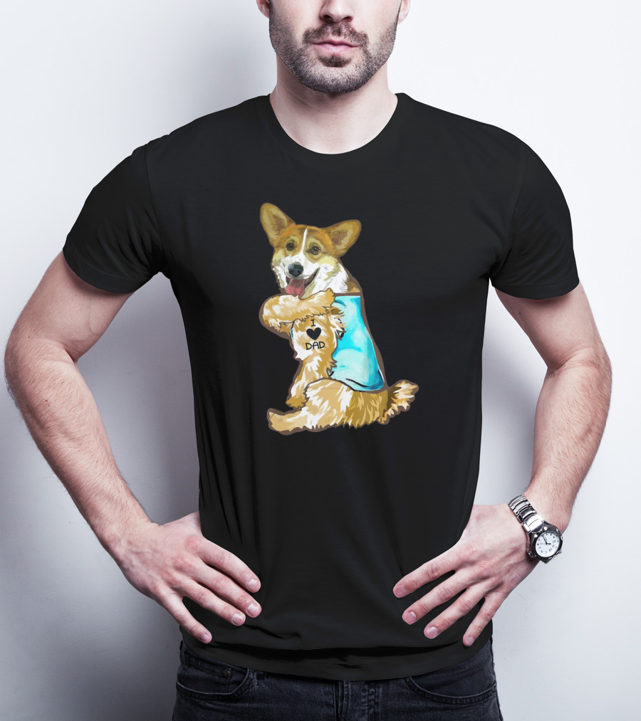 I Love Dad Corgi Father's Day For T-Shirt