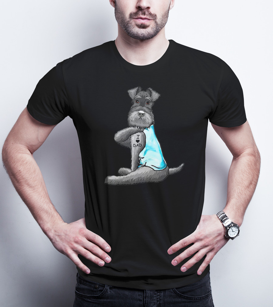 Schnauzer I Love Dad Tattoo T-Shirt