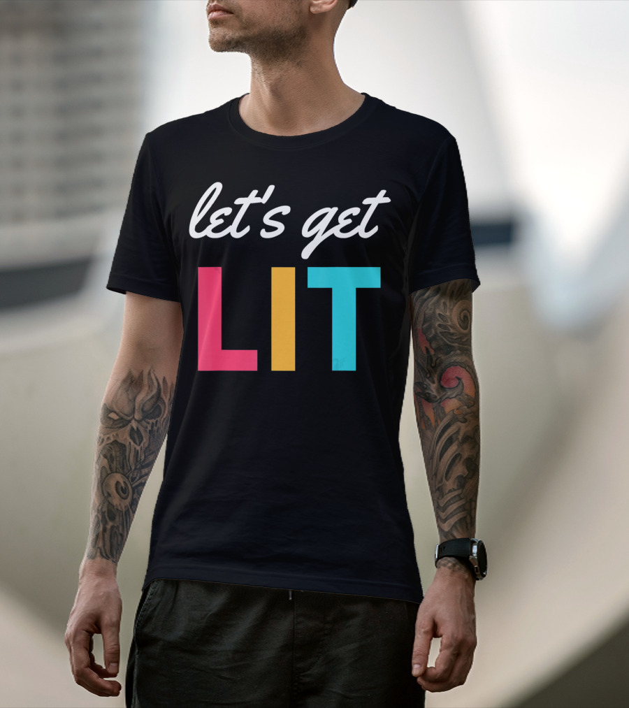 Let's Get Lit Funny Writers Teachers Retro T-Shirt