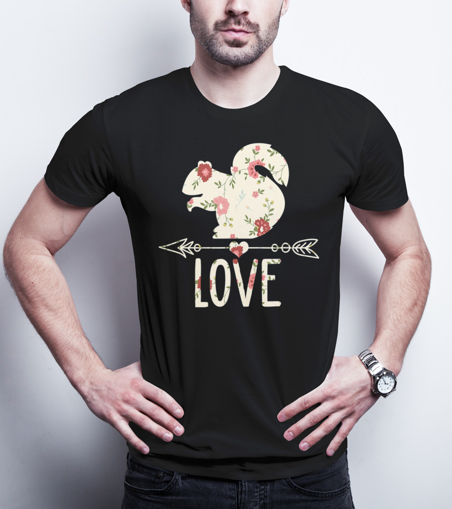 Love Squirrel Floral Vintage Flower Arrow T-Shirt