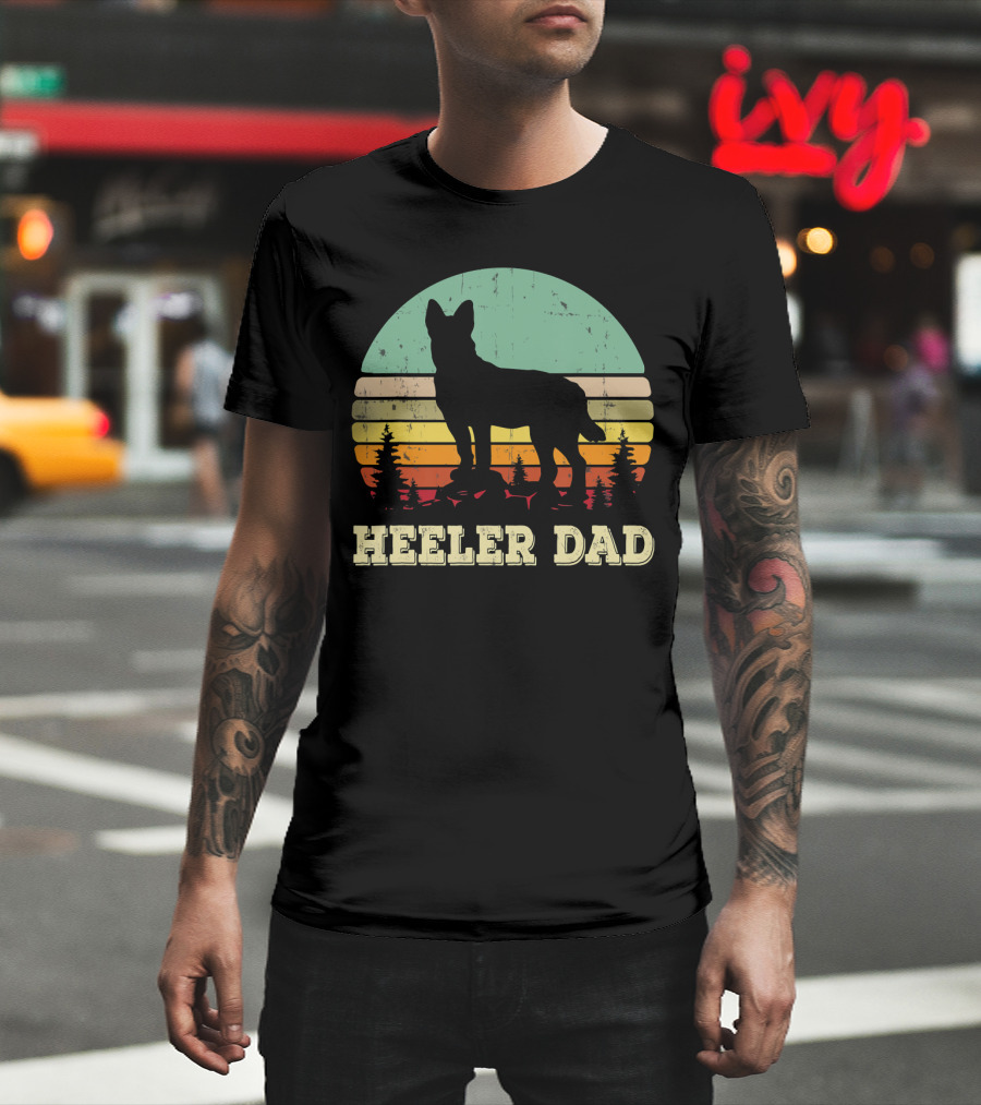 Heeler Dad Vintage Retro Sunset T-Shirt