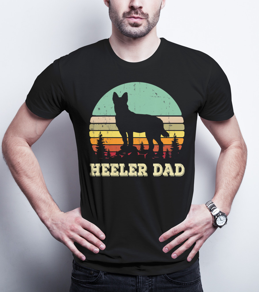 Heeler Dad Vintage Retro Sunset T-Shirt