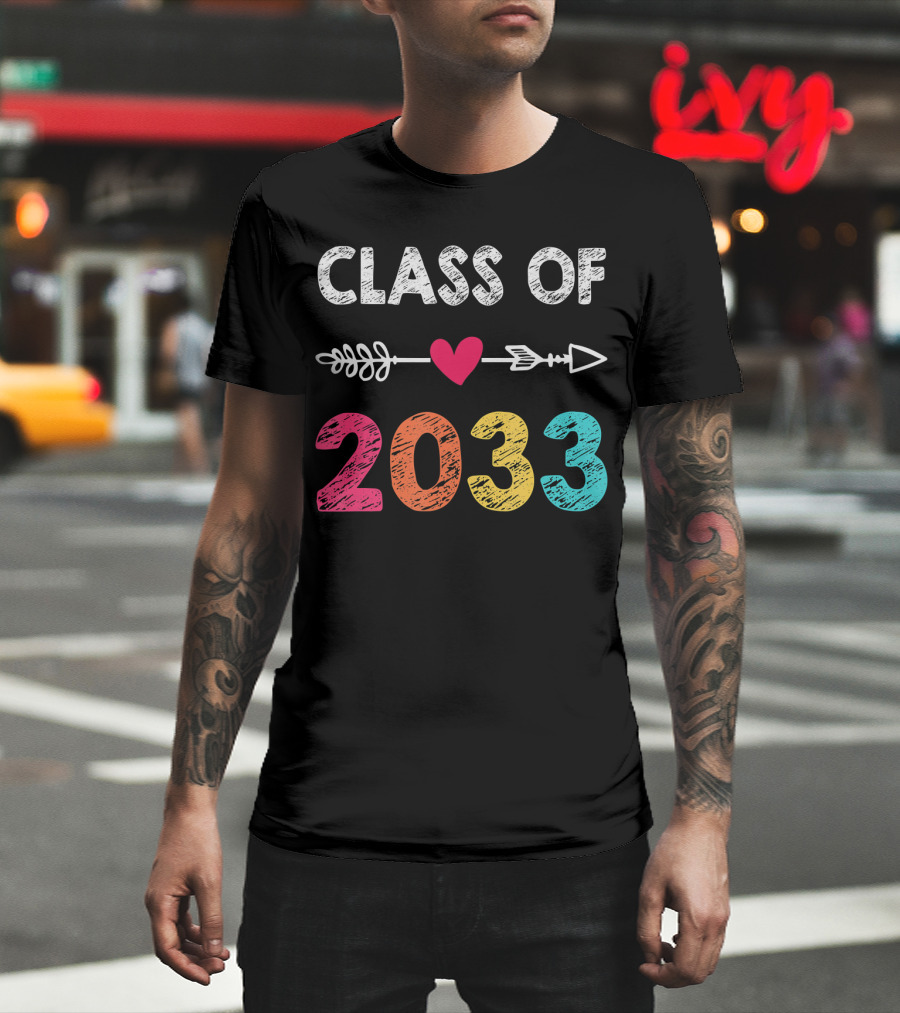 Class Of 2033 Heart Arrow Preschool Graduation T-Shirt