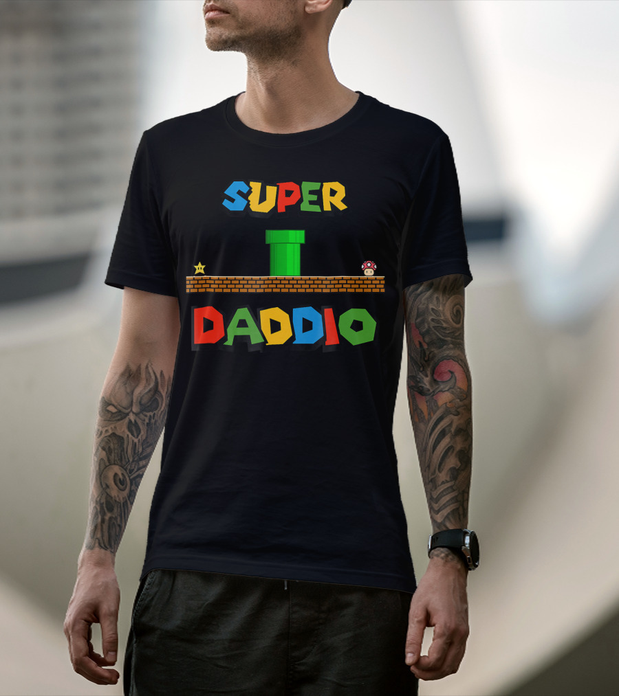 Super Daddio Nerdy Star Mushroom Pipe Block T-Shirt