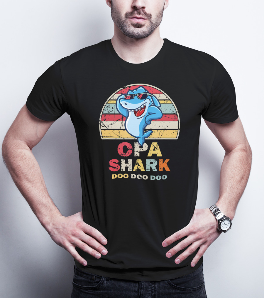 Opa Shark Doo Doo Doo Vintage Style Father T-Shirt