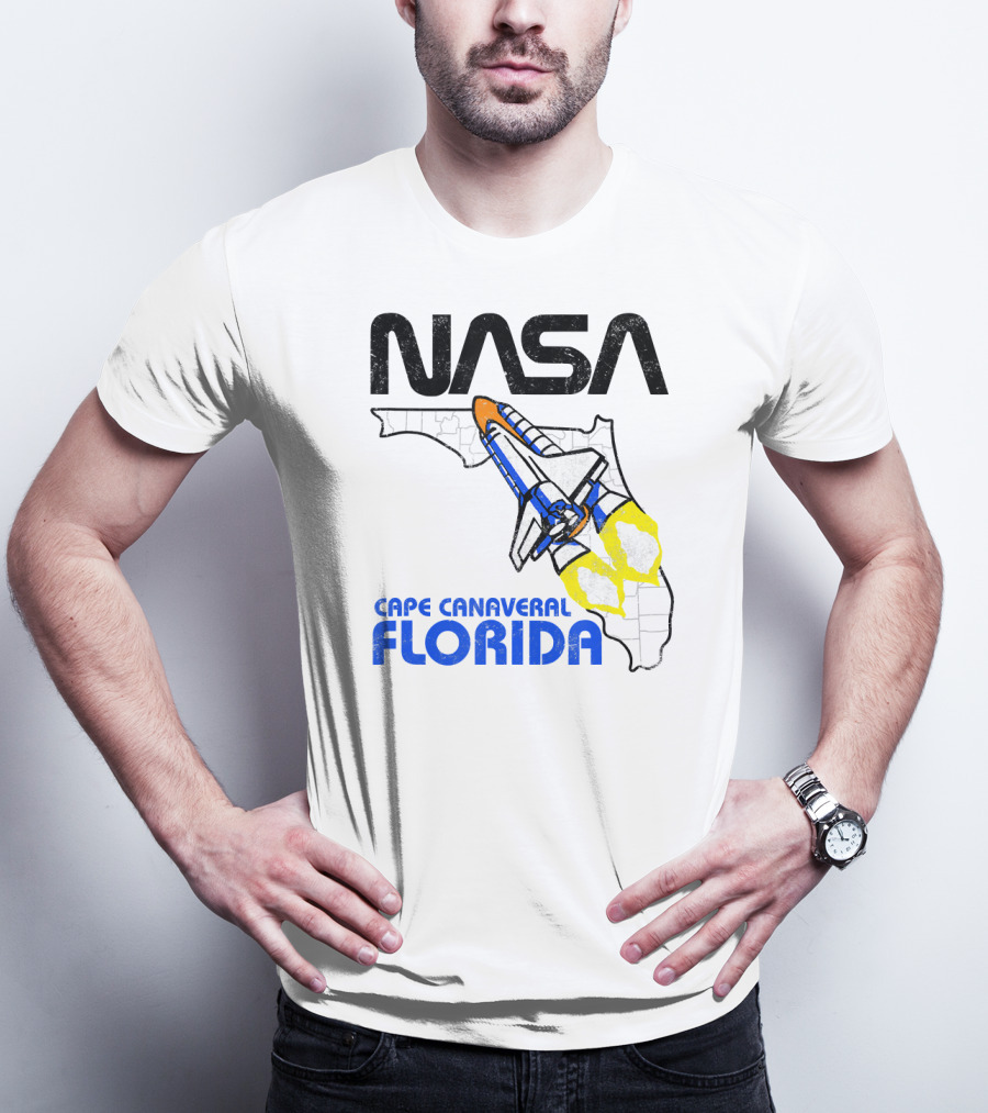NASA Space Shuttle Florida Map Cape Canaveral T-Shirt