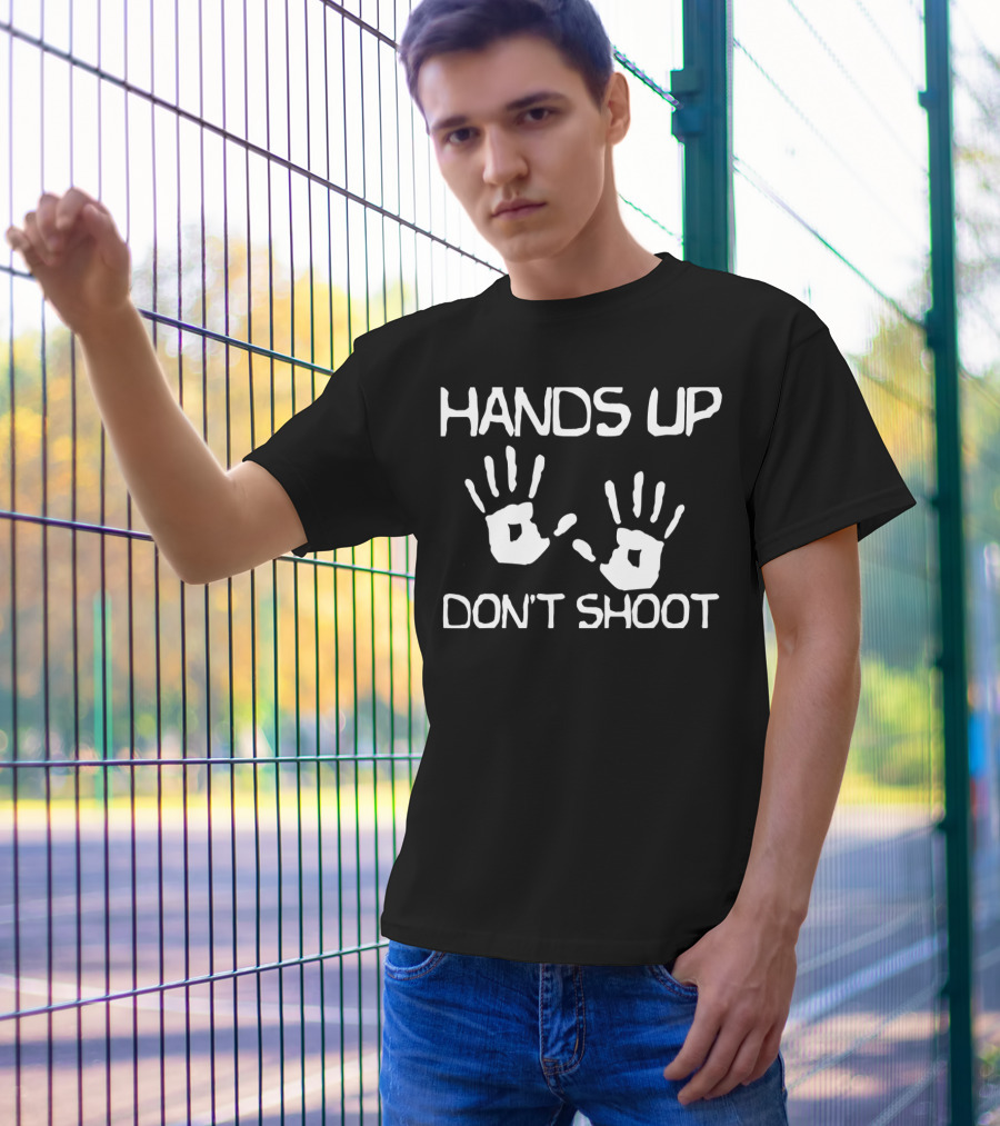 Hands Up Don't Shoot Statement With Handprint Symbols T-Shirt
