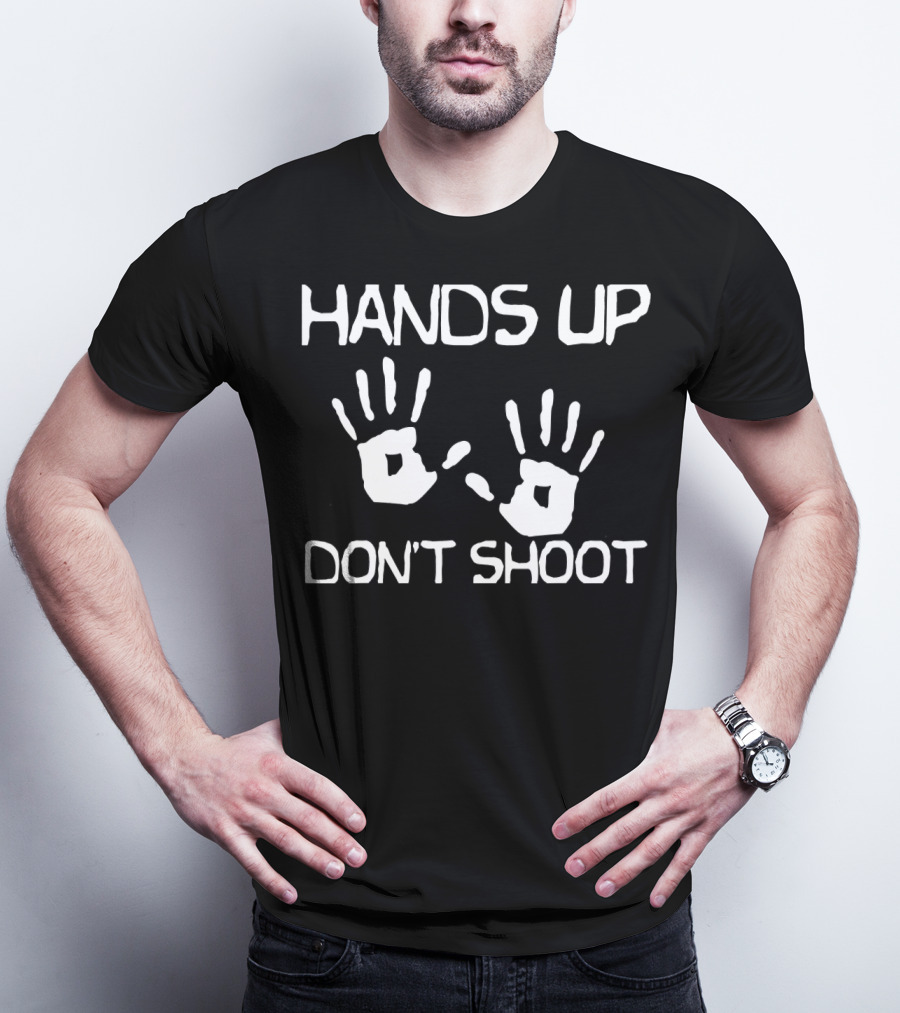 Hands Up Don't Shoot Statement With Handprint Symbols T-Shirt