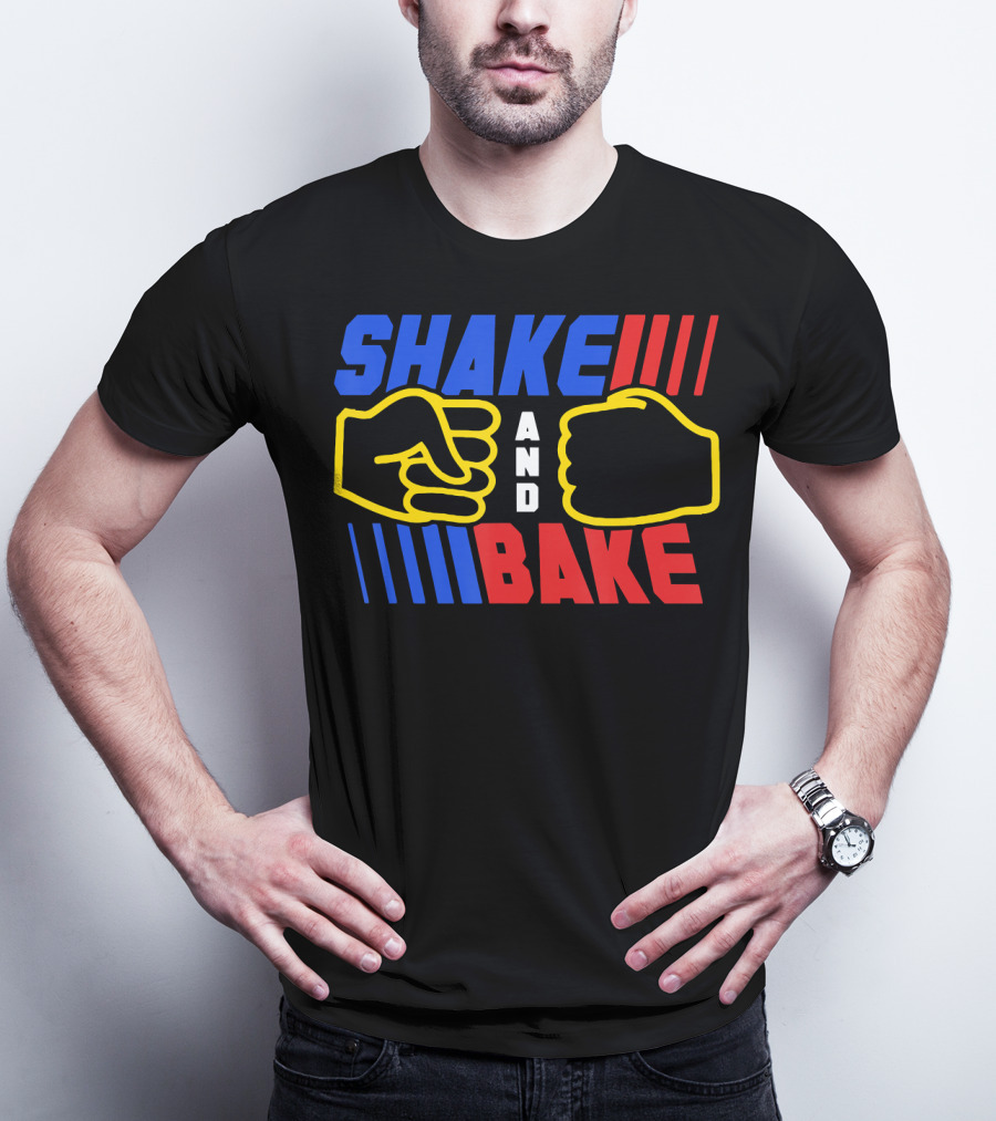 SHAKE AND BAKE Fist Bump Iconic Symbol Bold Colors T-Shirt