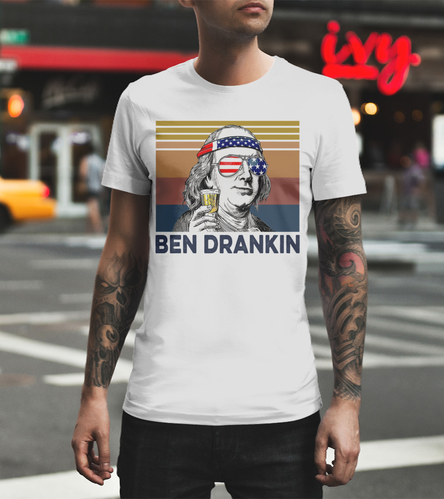Ben Drankin Vintage USA Patriotic Beer T-Shirt