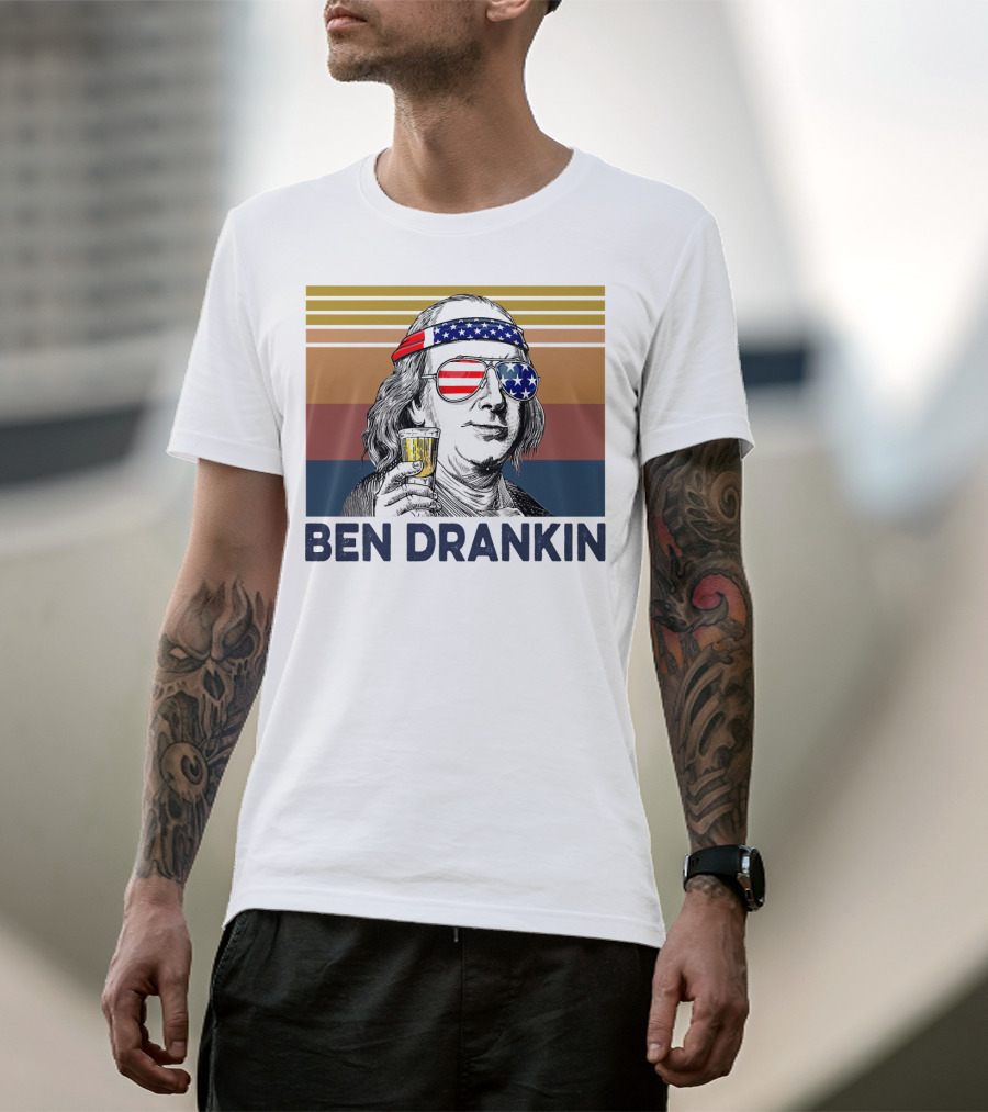 Ben Drankin Vintage USA Patriotic Beer T-Shirt