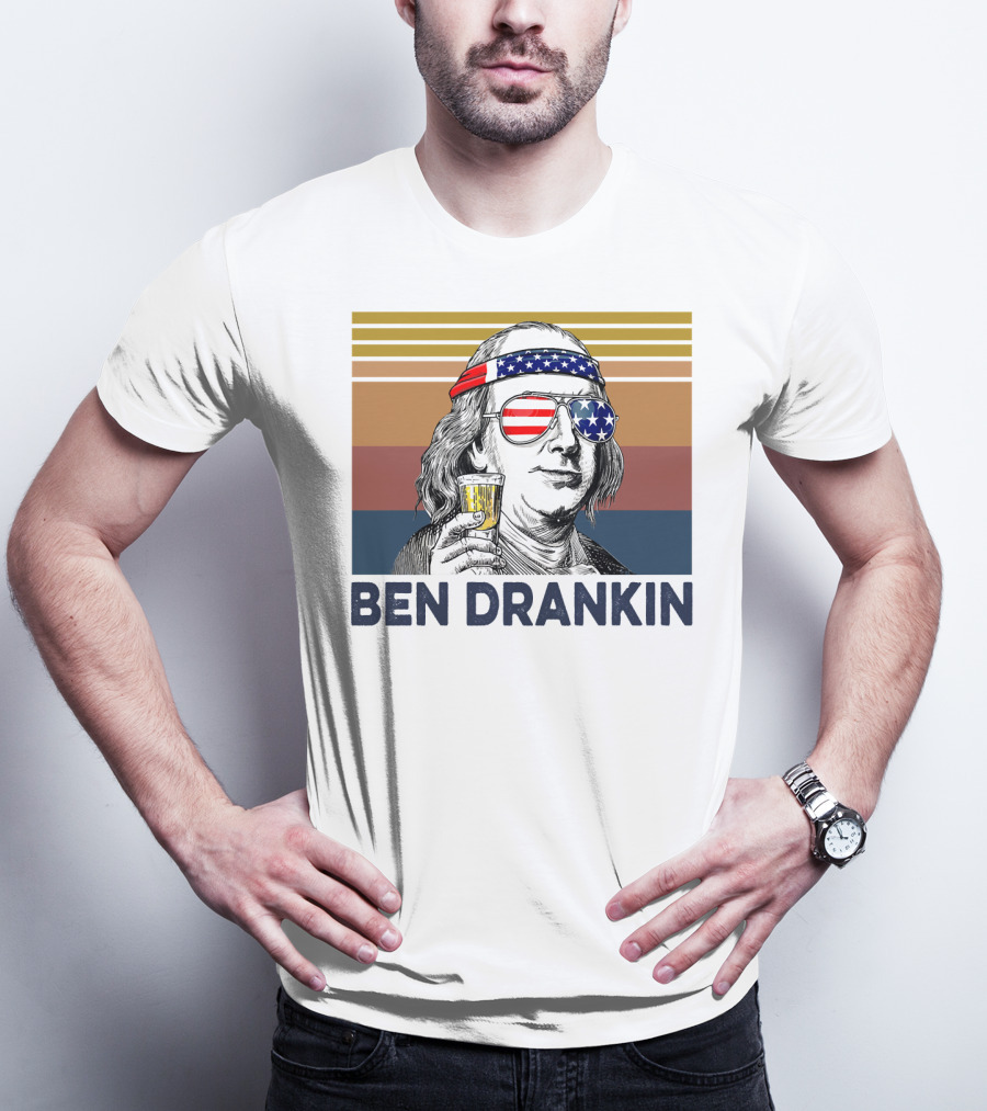 Ben Drankin Vintage USA Patriotic Beer T-Shirt