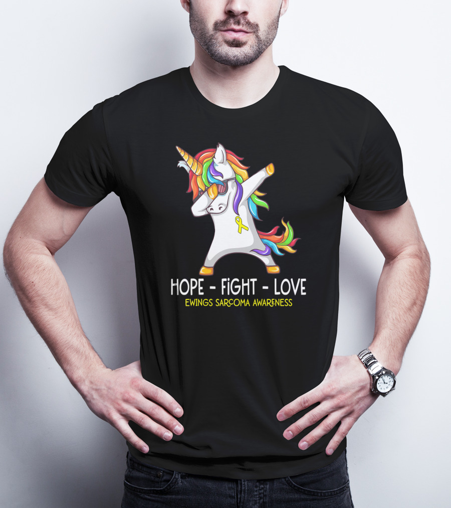 Hope Fight Love Unicorn Ewings Sarcoma Awareness T-Shirt