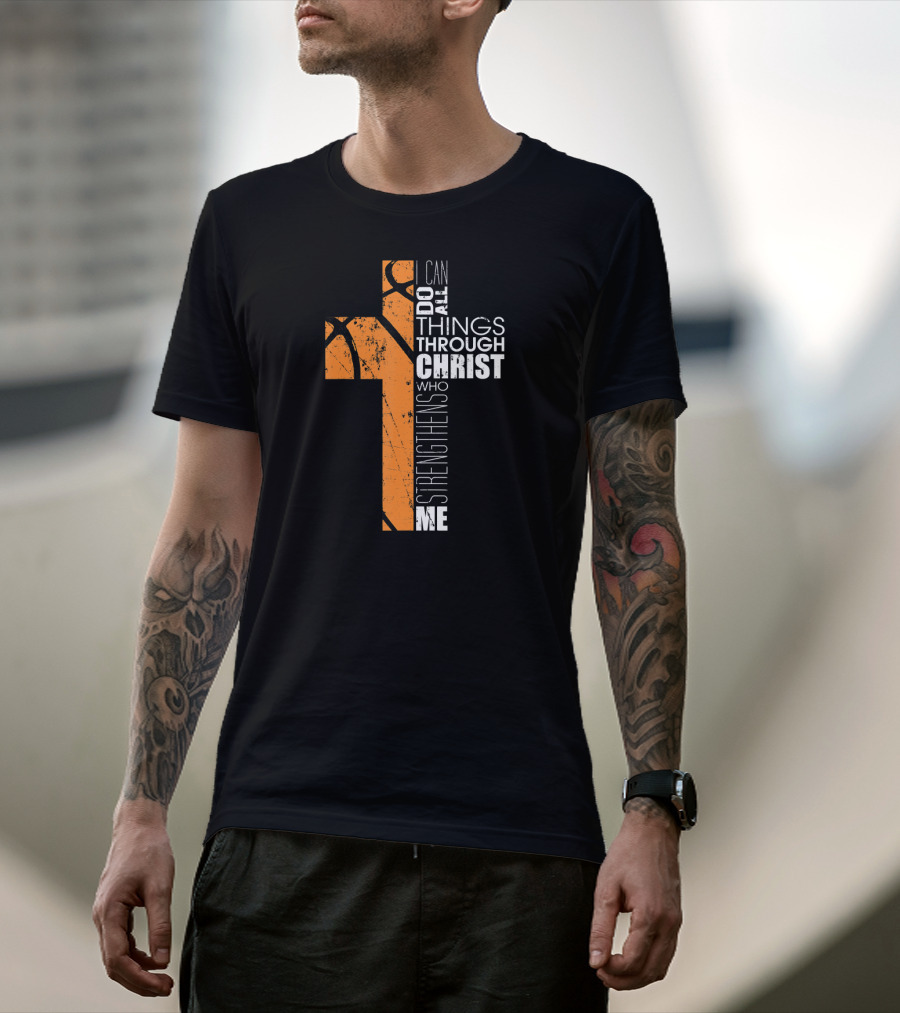 Philippians 413 I Can Do All Things Through Christ Basketball Cross T-Shirt