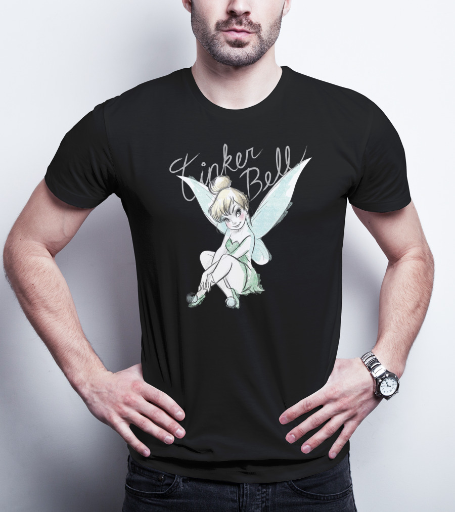 Disney Tinker Bell Kneeling Fairy Sketch With Wings T-Shirt