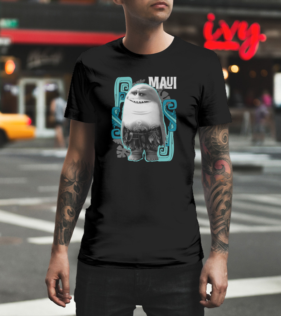 Maui Half Shark Disney Moana Character With Tribal T-Shirt