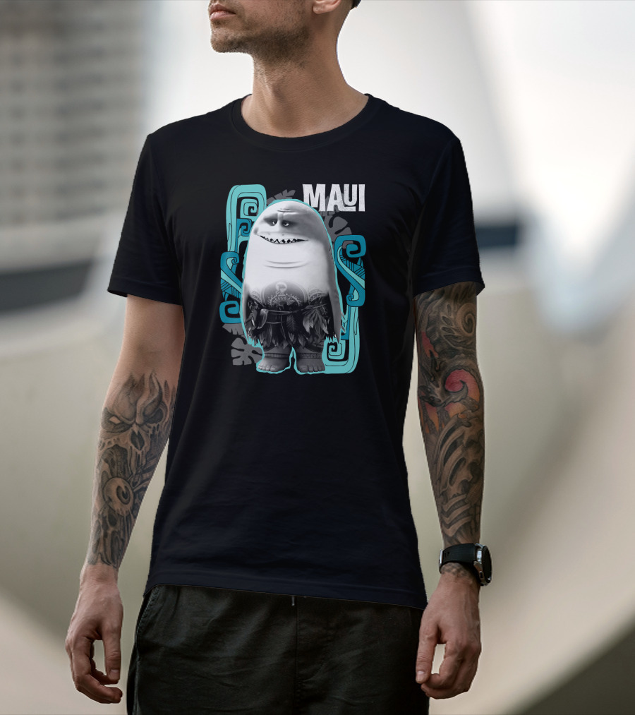 Maui Half Shark Disney Moana Character With Tribal T-Shirt