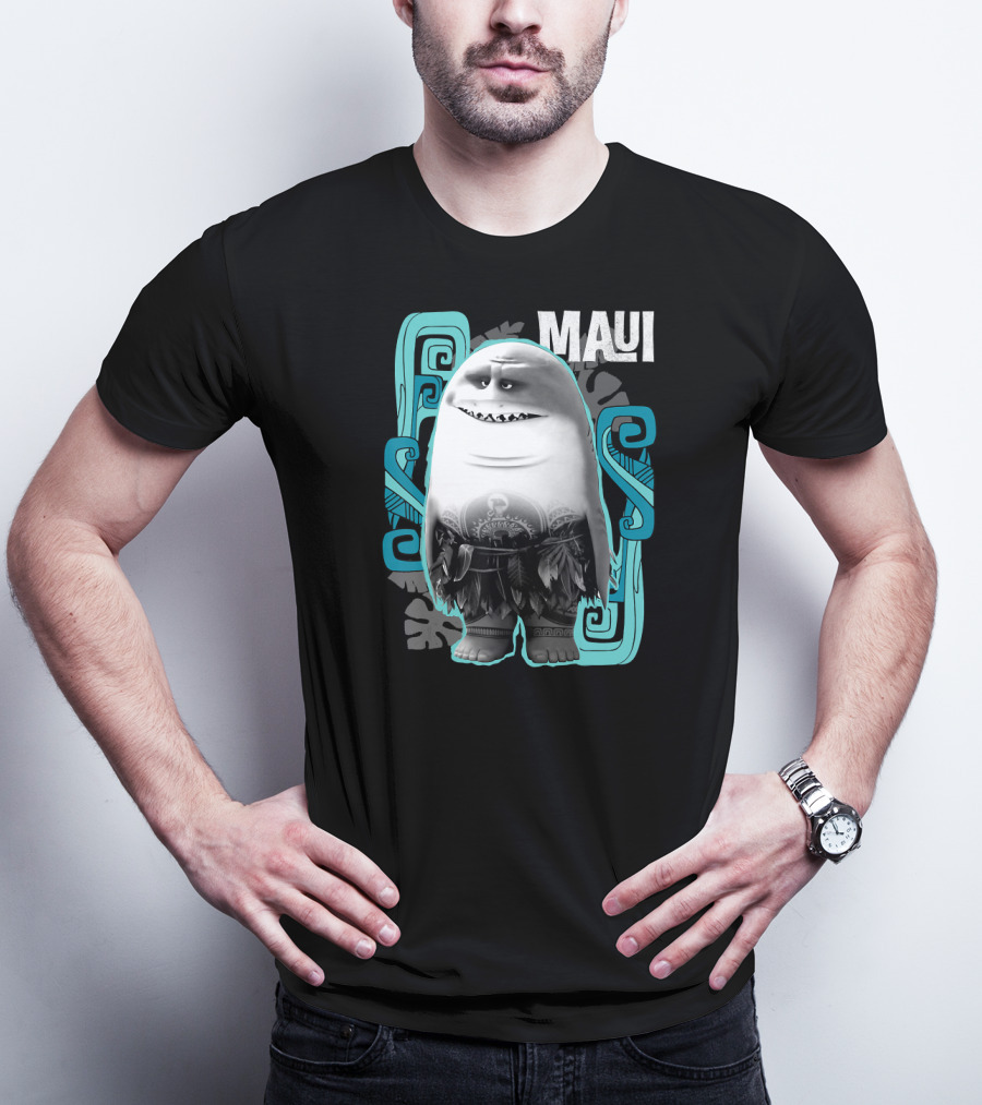 Maui Half Shark Disney Moana Character With Tribal T-Shirt
