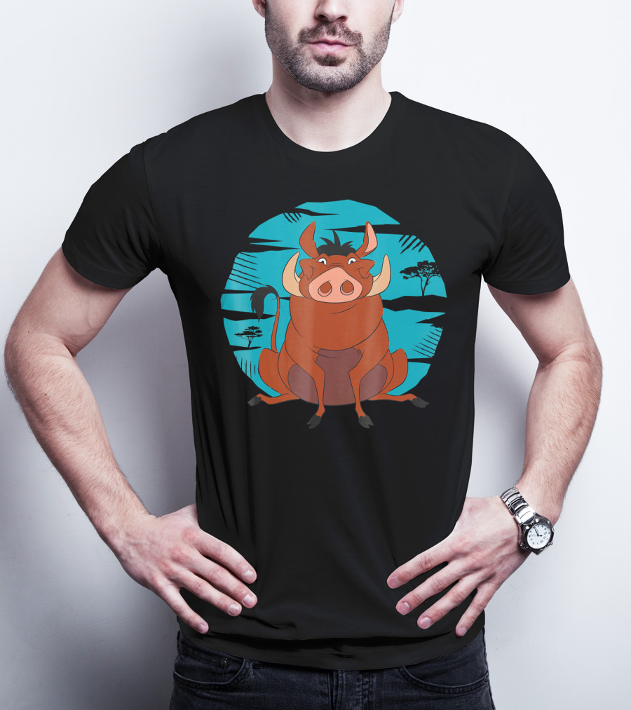 Disney The Lion King Happy Pumbaa African Savanna Scene T-Shirt