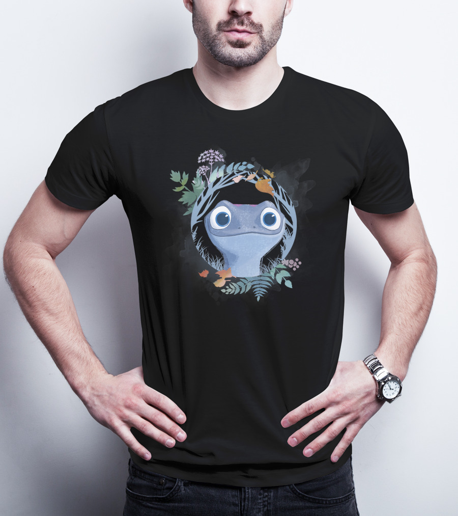 Disney Frozen 2 Bruni The Salamander Watercolor Forest Circle T-Shirt