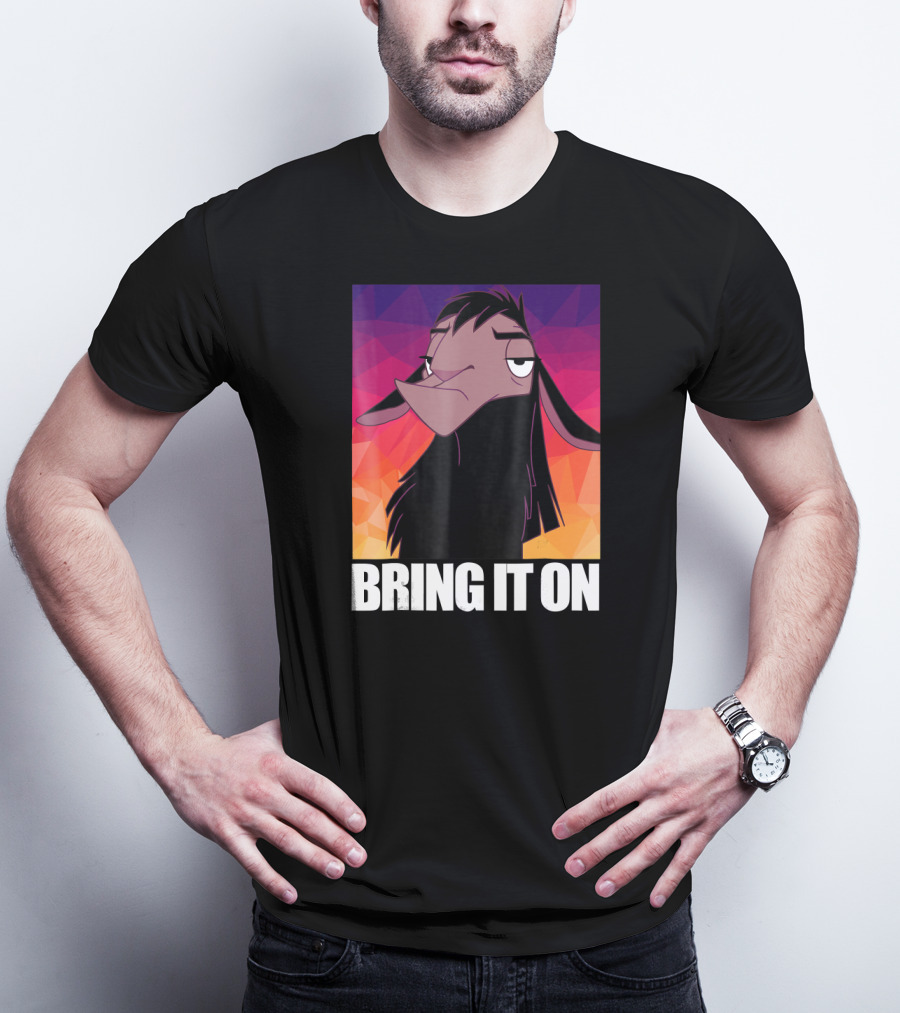 Disney Emperor's New Groove Kuzco Llama Bring It On Colorful Geometric Background T-Shirt
